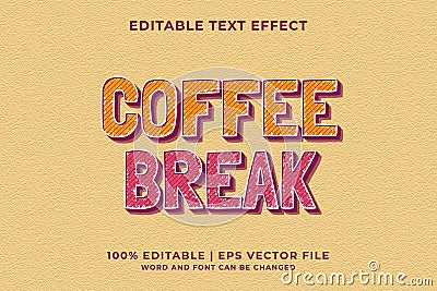 Editable Text Effect - Coffee Break Template Retro Style Premium Vector ...