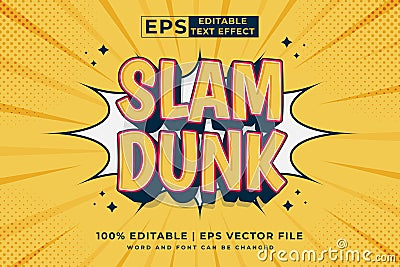 Editable Text Effect Slam Dunk Comic 3d Cartoon Style Premium Vector ...