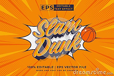Editable Text Effect Slam Dunk Comic 3d Cartoon Style Premium Vector ...