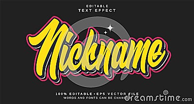 Editable Text Style Effect - Nickname Text Style Theme Vector ...