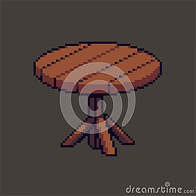 Editable Wooden Pixel Art Table Vector Illustration | CartoonDealer.com ...