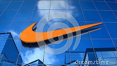 Editorial, NIKE Logo on Glass Building. Stock Video - Video of apparel ...