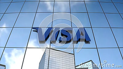 Editorial VISA Logo on Glass Building. Stock Video - Video of ...