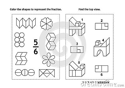 Educational Math Activity Page With Two Puzzles And Coloring ...