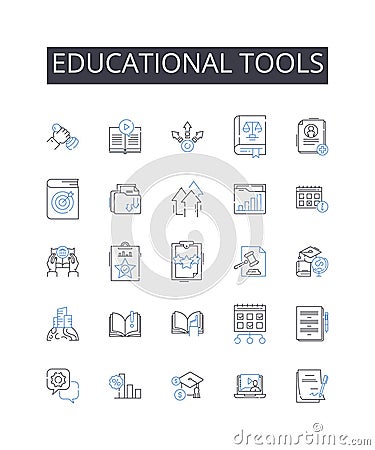 Educational Tools Line Icons Collection. Algorithmic, Automated, Classification, Clustering ...