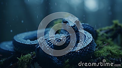 Eerily Realistic Blue Snake In Rain: Unreal Engine 5 Artwork Royalty ...