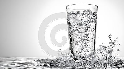 Effervescent Bubbles In A Glass Of Sparkling Water With Splash Effect ...