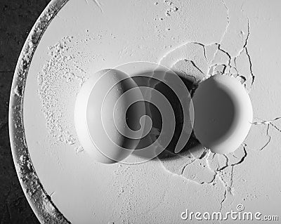 An Egg Lying On White Plaster Or Starch. Cracks And Surface Texture ...