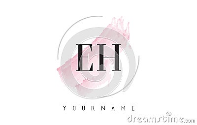 EH E H Watercolor Letter Logo Design With Circular Brush Pattern ...