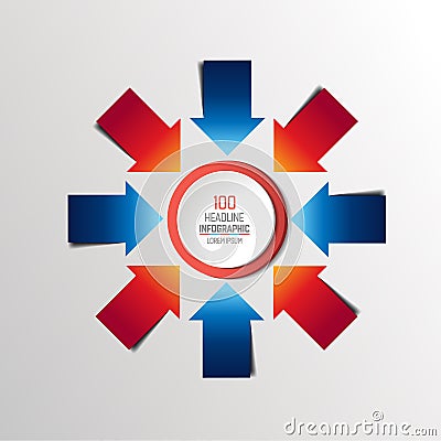 Eight Arrows Merging Into One Point. Infographics Chart, Scheme. Vector ...