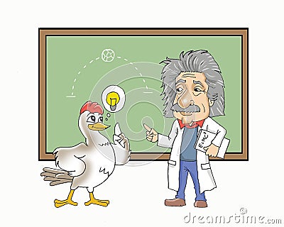 Einstein And A Chicken Cartoon Royalty-Free Stock Photography ...