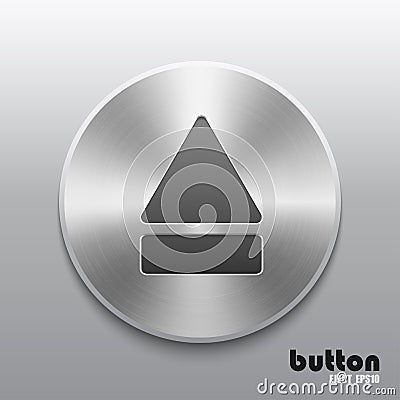 Eject Button With Brushed Metal Texture On Gray Background Cartoon ...
