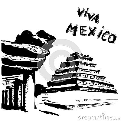 El Tajin Ruins, The Nichos Pyramid, Mexico Cartoon Vector ...