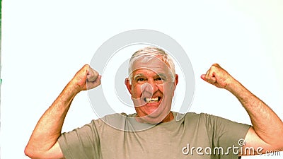 Elderly Man Jumping and Cheering Stock Footage - Video of motion, male ...