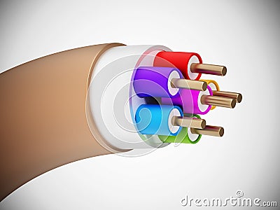Electric Cables Isolated On White Background. 3D Illustration Royalty ...