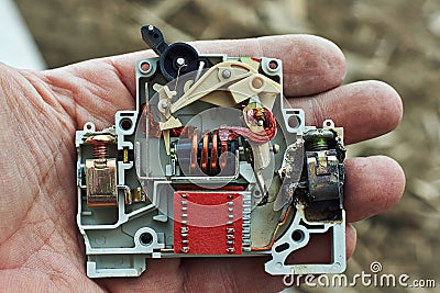 Electric Circuit Breaker Overload Burned. Stock Photo - Image: 54309324