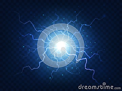 Electric Power Explosion With Electrical Flash, Sparks And Blue ...