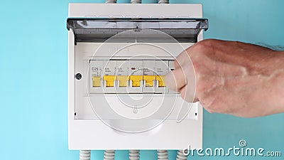 Switchboard or Consumer Unit, Home Wiring Service. Stock Footage ...