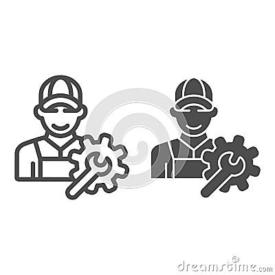 Electrical Engineer Line And Glyph Icon. Worker Man Vector Illustration ...