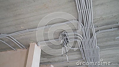Electrical Installation of Plastic Electrification Tubes on Building ...