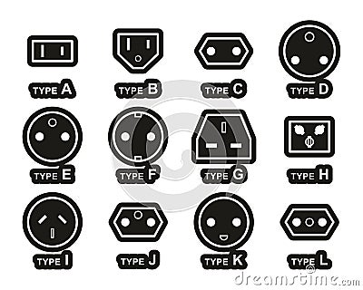 Electrical Plug Types stock vector. Illustration of type - 54832088