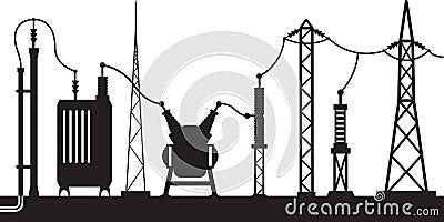 Electrical Substation Scene Cartoon Vector | CartoonDealer.com #62638305
