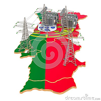 Electrical Substations In Portugal, 3D Rendering Royalty-Free Stock ...