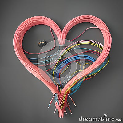 Electrical Wires Tangled Into A Clump Of Heart Shape. Generative AI ...