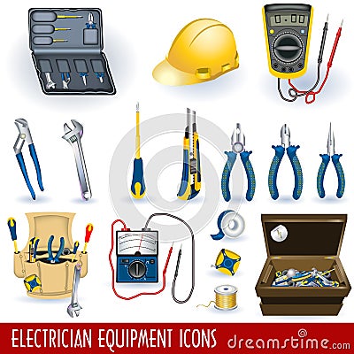 Electrician Equipment Icons Cartoon Vector | CartoonDealer.com #16536601