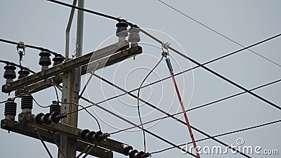 Electrician Using Clamp Stick (insulated Tool) To Restore Power on ...