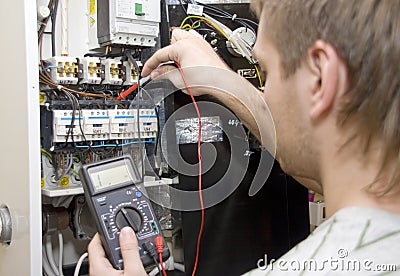 Electrical Engineer at Work Stock Photo - Image of panel, industrial ...