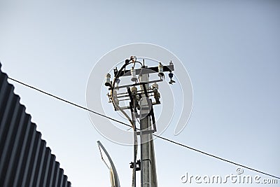 Electricity Pole. Electrical Wire. Concrete Pillar Stock Photography ...