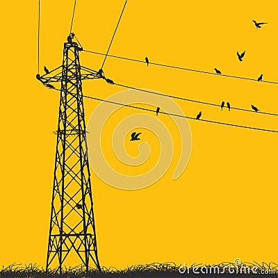 Electricity Pylon Cartoon Vector | CartoonDealer.com #13181083