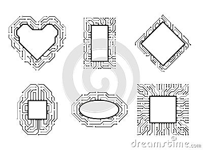 Electronic Chip, CPU Border And Digital Circuit Line Board Vector ...