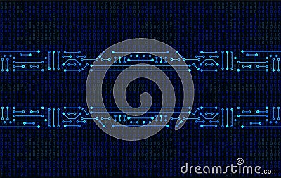 Electronic Circuit Frame On Binary Code Background. High Tech Concept. Digital Banner Cartoon ...
