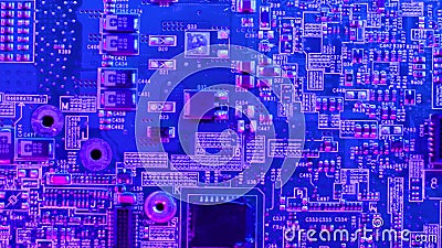 Electronic Computer Board with Sci Fi Futuristic Cyber Punk Light ...