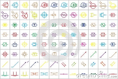 96 Electronic And Electric Symbols V.3 Stock Vector - Image: 61867617