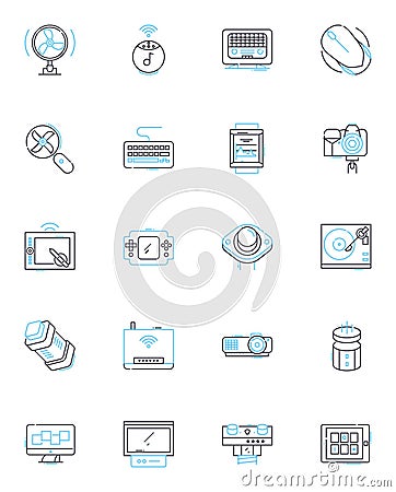 Electronic Integration Linear Icons Set. Technology, Connectivity ...
