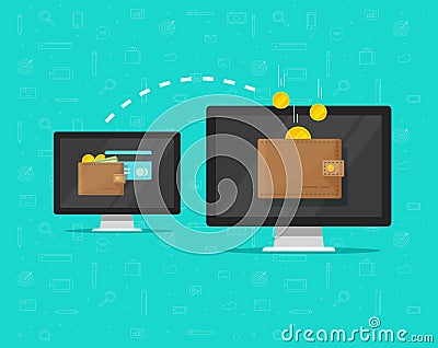 Electronic Money Transfer Vector Illustration, Flat Cartoon Style Of ...