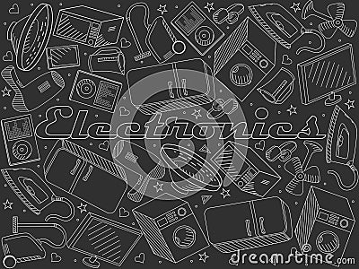 Electronics Line Art Design Vector Illustration Chalky | CartoonDealer ...