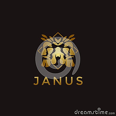 Elegance Gold Janus God Logo Wearing Leaf Crown Vector Icon ...