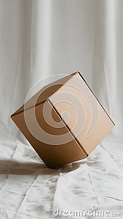 Elegant Beige Rectangular Cardboard Box With Hinged Lid On White ...
