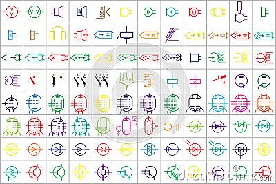 96 Elektronische Und Elektrische Symbole V 2 Vektor Abbildung - Bild ...