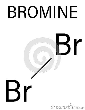Elemental Bromine Br2, Molecule. Skeletal Formula. Chemical Structure ...