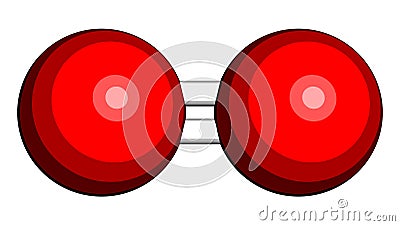 Elemental Oxygen O2 Molecule. 3D Rendering. Atoms Are Represented As ...