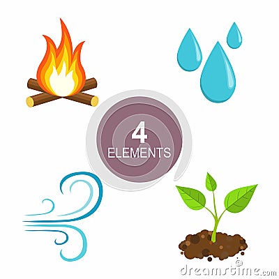Elementi Naturali - Fuoco, Acqua, Aria E Terra Illustrazione Vettoriale ...