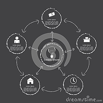 Elements Of Success, Infographic Black And White Style Template Stock ...
