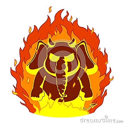 Elephant. Character. The Evil Red Horns, Fire. Devil. Big Collection Of ...