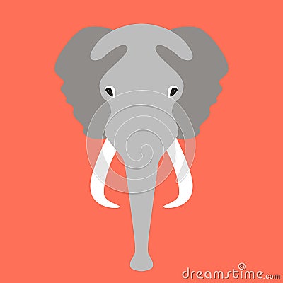 Elephant Face, , Vector Illustration , Flat Style , Front ...