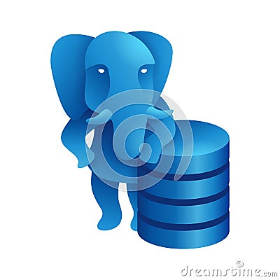Elephant With Server Database Blocks Cartoon Vector | CartoonDealer.com ...